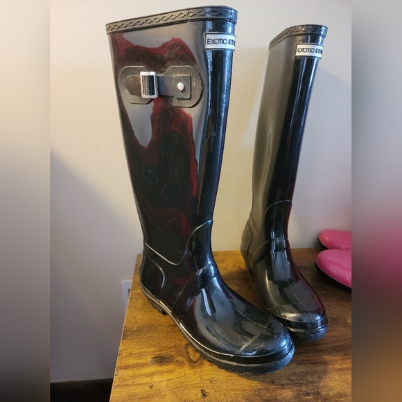 exotic identity | Shoes | Black Exotic Identity Rubber Boots | Poshmark